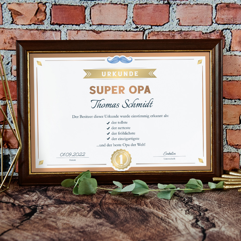 Urkunde - Super Opa - GeschenkSpeziell.de