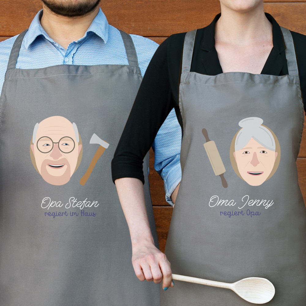 Opa regiert im Haus Oma regiert Opa - Set mit 2 Kochschürzen ...
