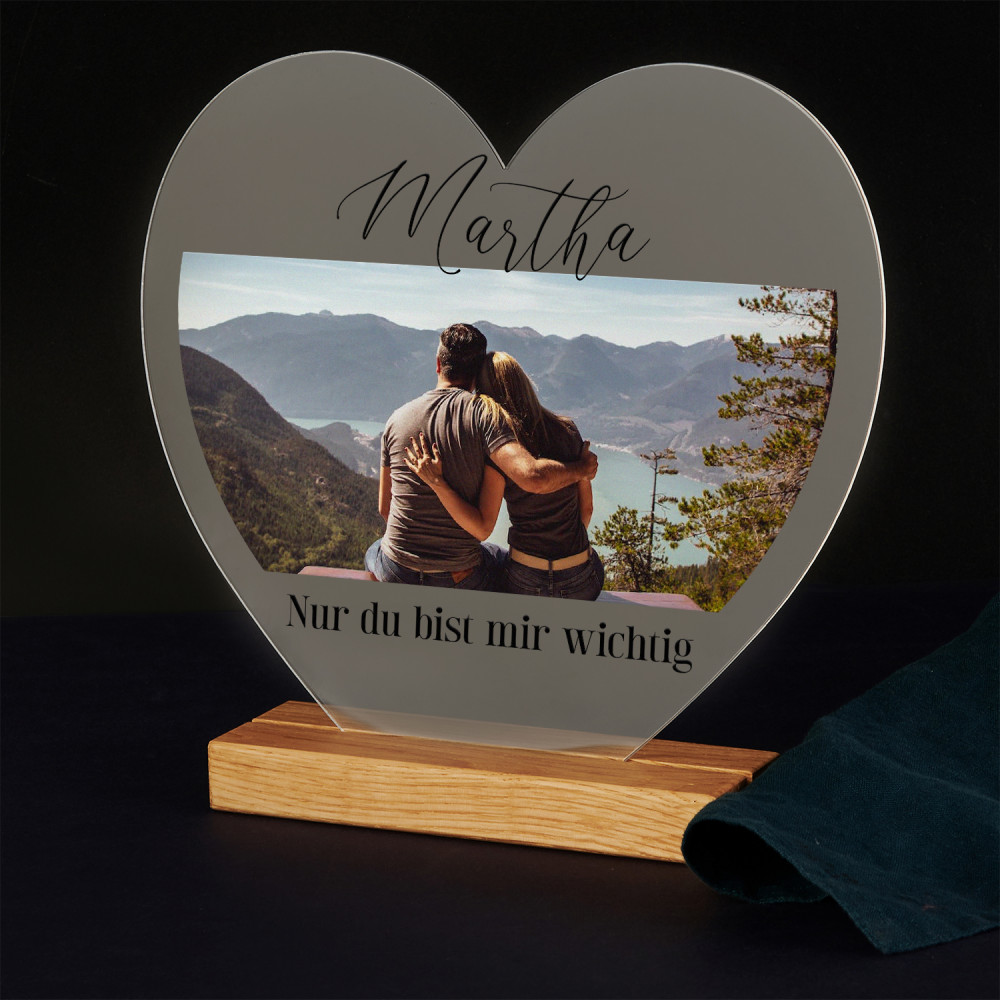Nur du bist mir wichtig - Druck auf Acrylglas Herz - GeschenkSpeziell.de