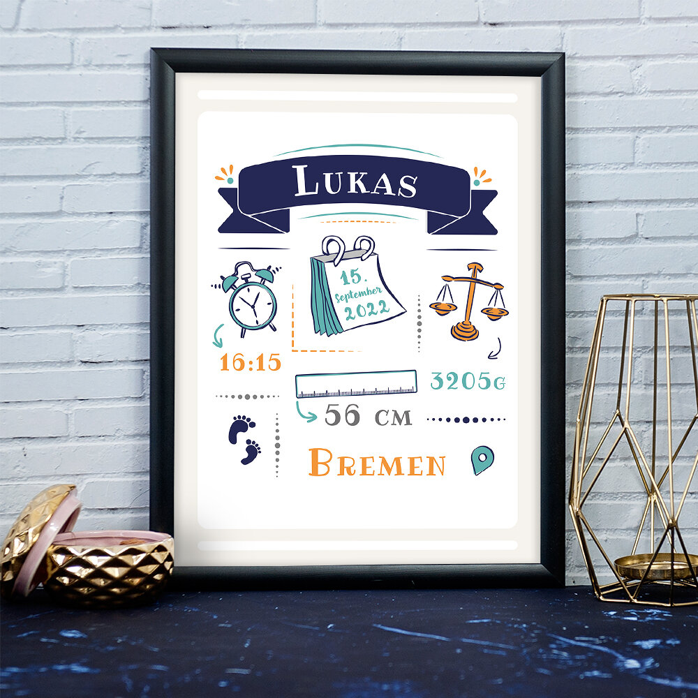 Geburtsdatum - Geburtsurkunde - GeschenkSpeziell.de