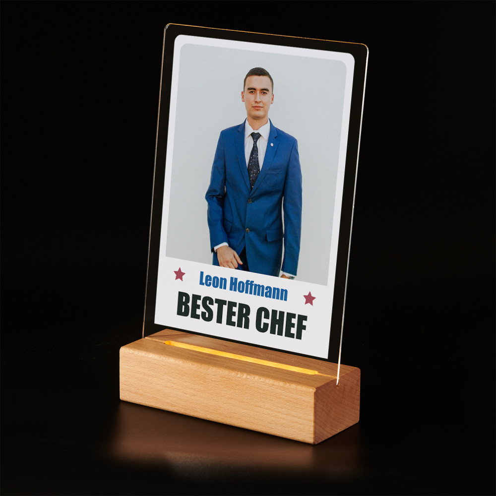 Bester Chef - Druck auf Acrylglas mit LED Beleuchtung - GeschenkSpeziell.de