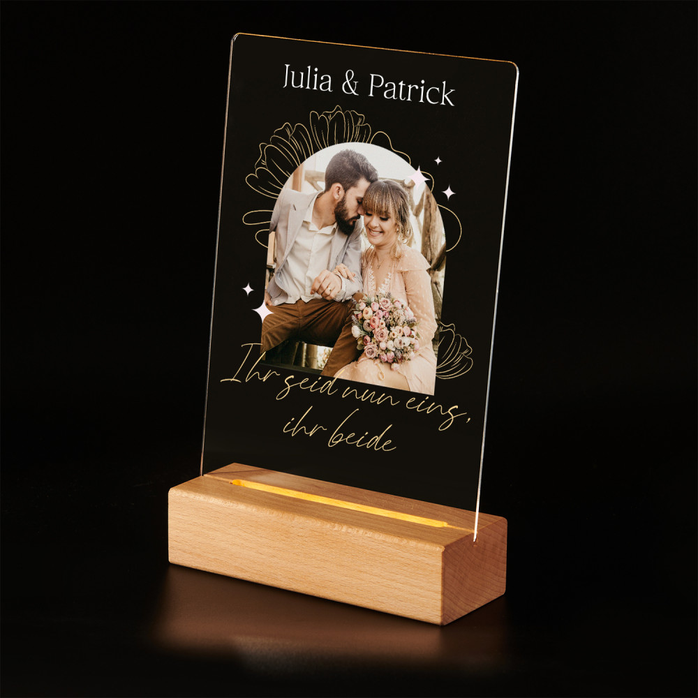 Ihr seid nun eins, ihr beide - Druck auf Acrylglas mit LED Beleuchtung ...