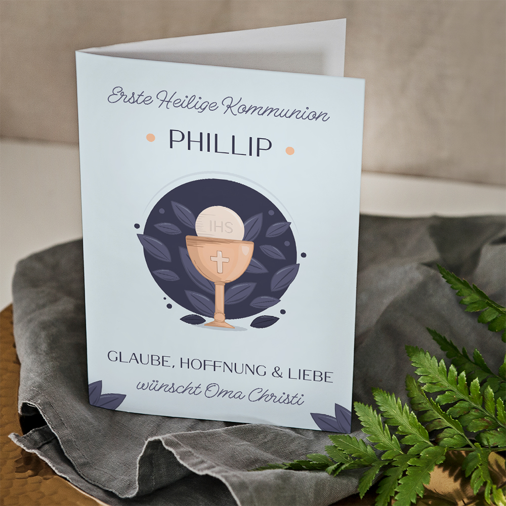 Erste Heilige Kommunion - Glückwunschkarte - GeschenkSpeziell.de