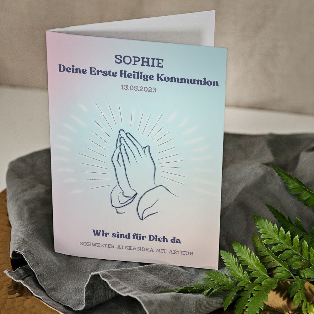 Deine Erste Heilige Kommunion - Glückwunschkarte - GeschenkSpeziell.de